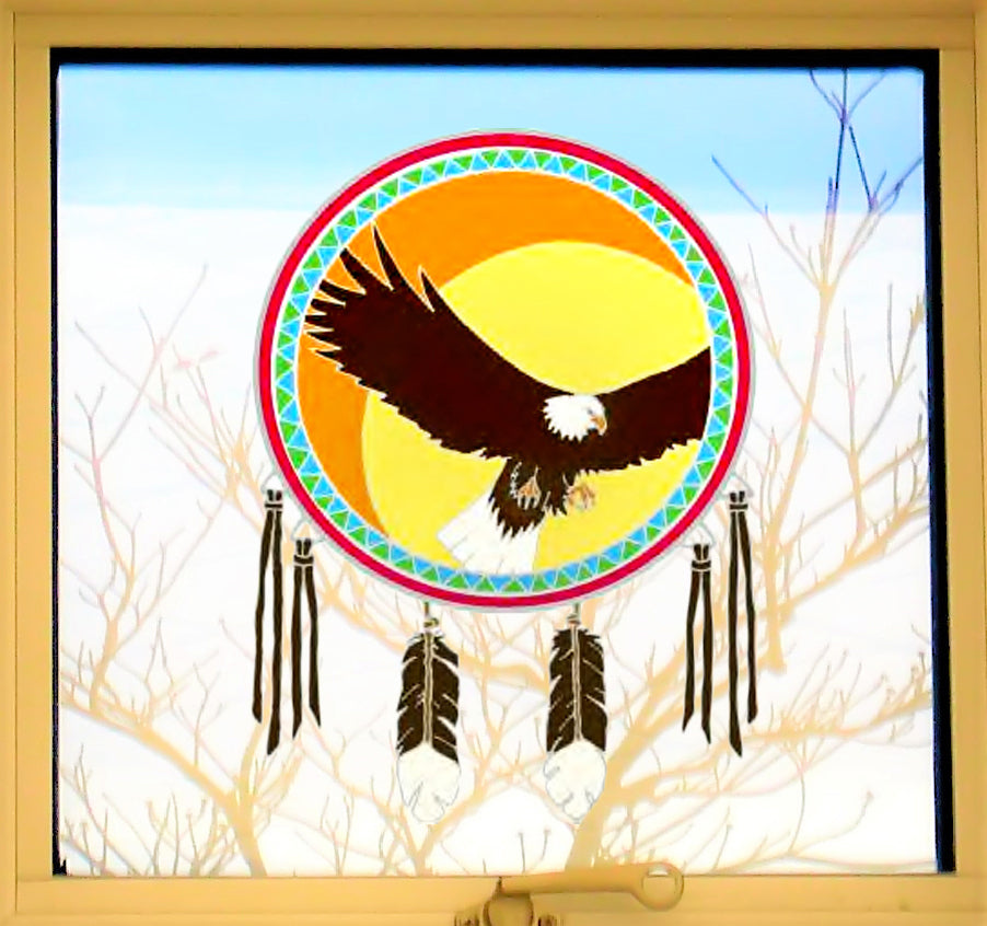 FLYING EAGLE: Stained Glass Window Decal-NEW EARTH TONE COLORS – Four ...