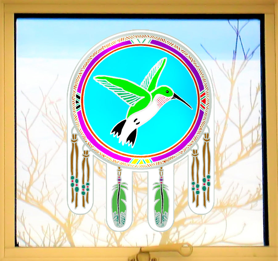 HUMMINGBIRD: 'Stained Glass' Window Transparency – Four Worlds