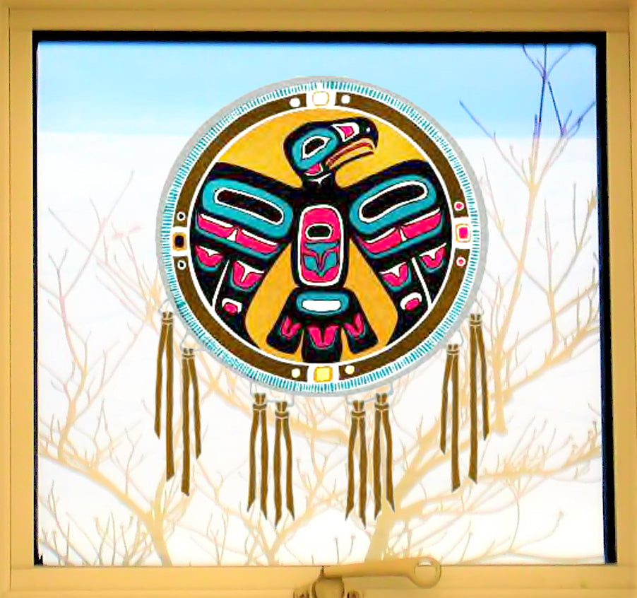 NORTHWEST EAGLE: Stained Glass Window Decal- ORIGINAL BRIGHT COLORS ...