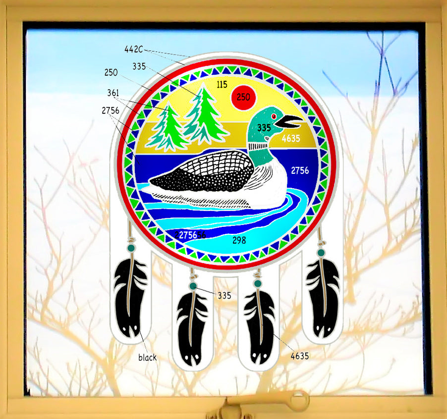 LOON: Stained Glass Window Decal- ORIGINAL BRIGHT COLORS – Four Worlds